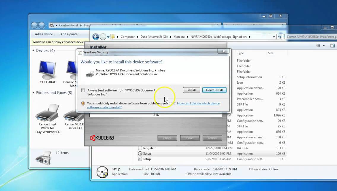 Install Kyocera NW fax - YouTube