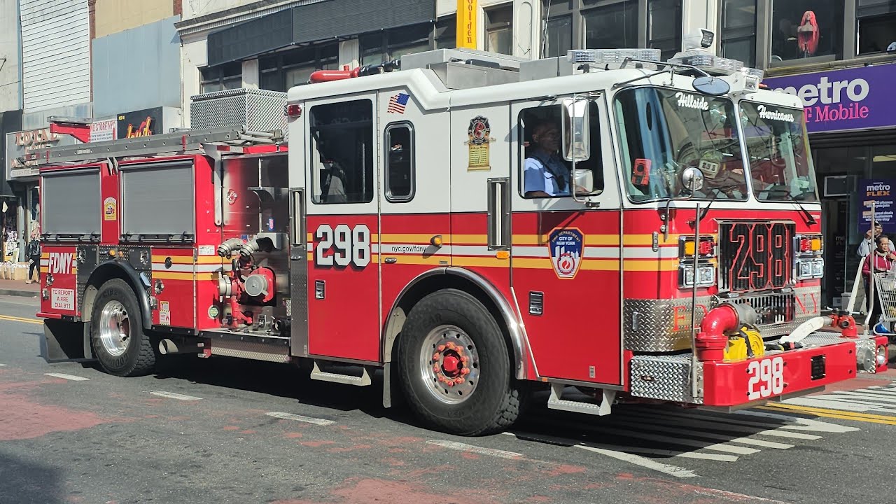 FDNY Engine 298 Passing By On Jamaica Ave In Jamaica, Queens, New York ...