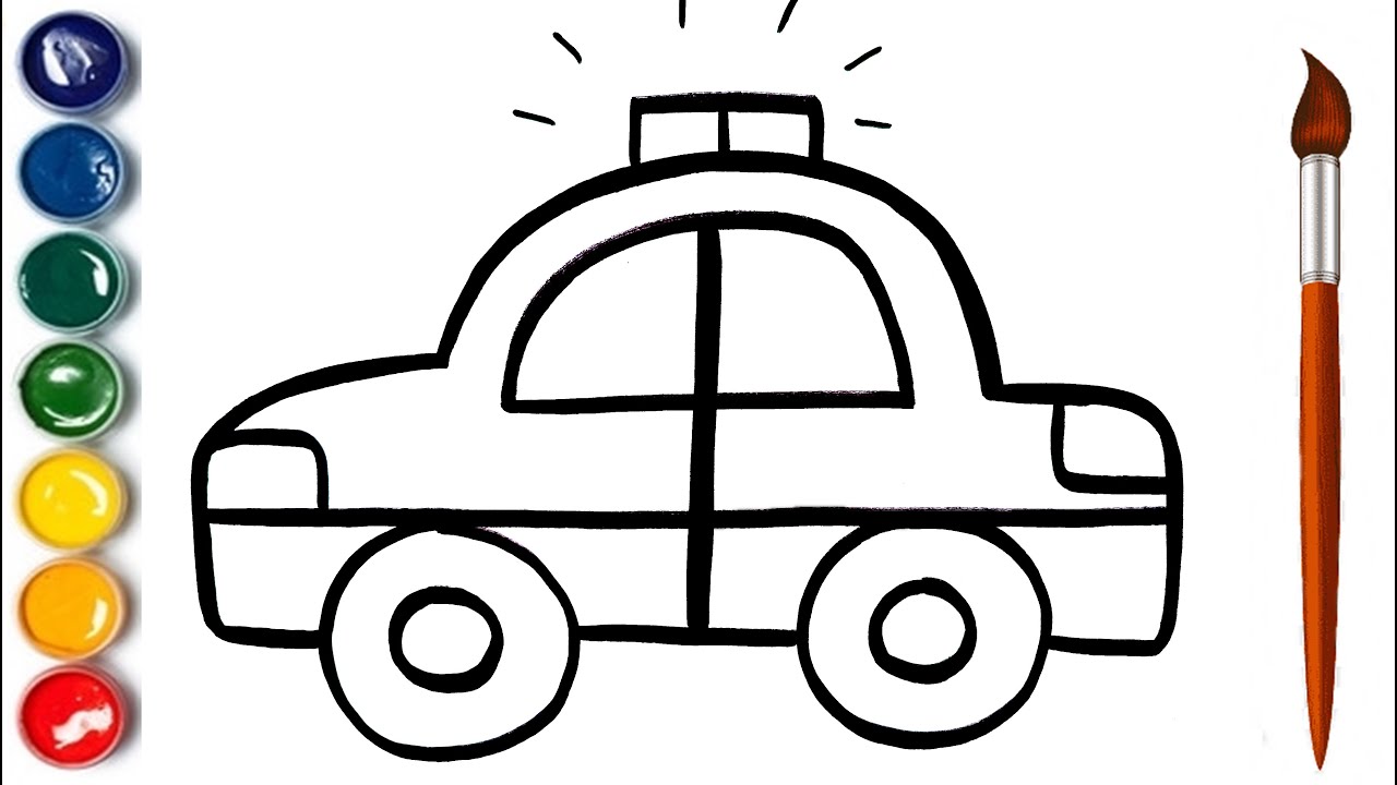 How to Draw a Police Car for Kids 🚓👮‍♂️ Coloring Page for Kids - Polis ...