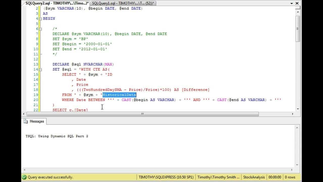 TSQL: Using Dynamic SQL Part 2 - YouTube