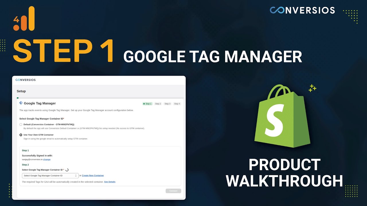 Google Tag Manager Setup for Shopify GA4: Conversios Tutorial - YouTube