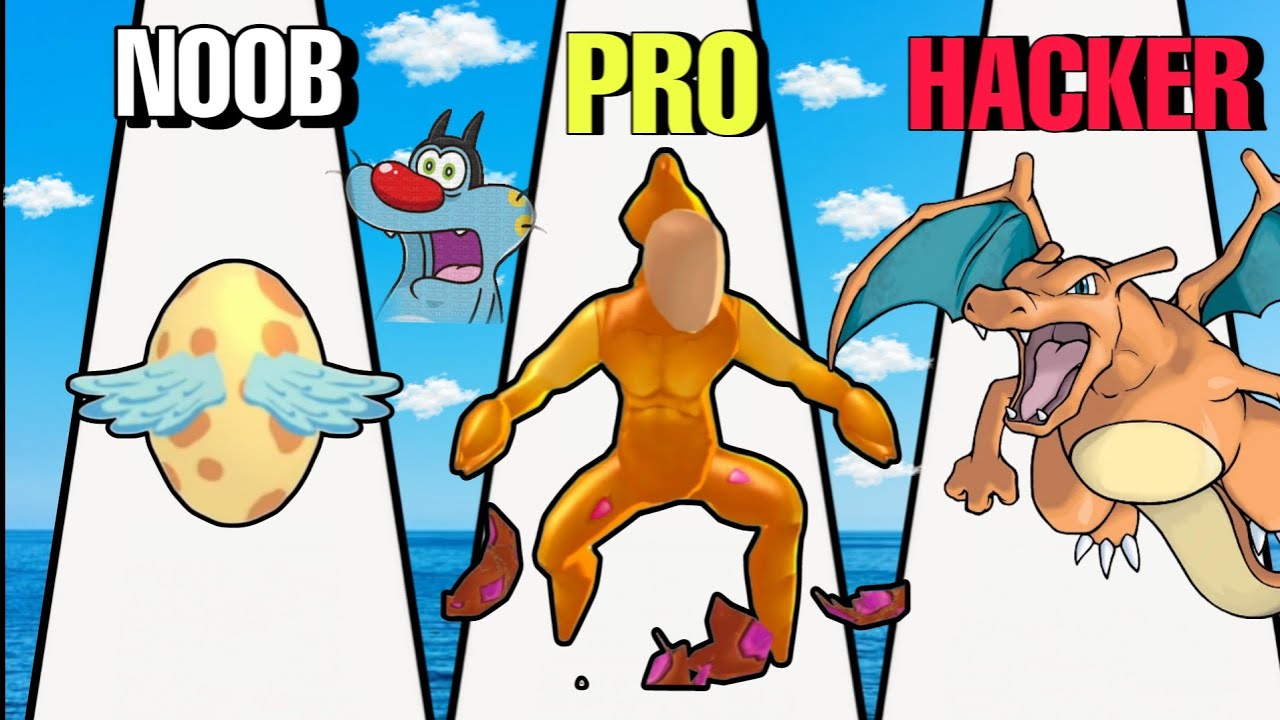 Noob vs Pro vs Hacker egg evolution game oggy and jack - YouTube