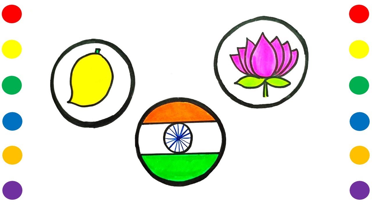 national symbols of india drawing - YouTube