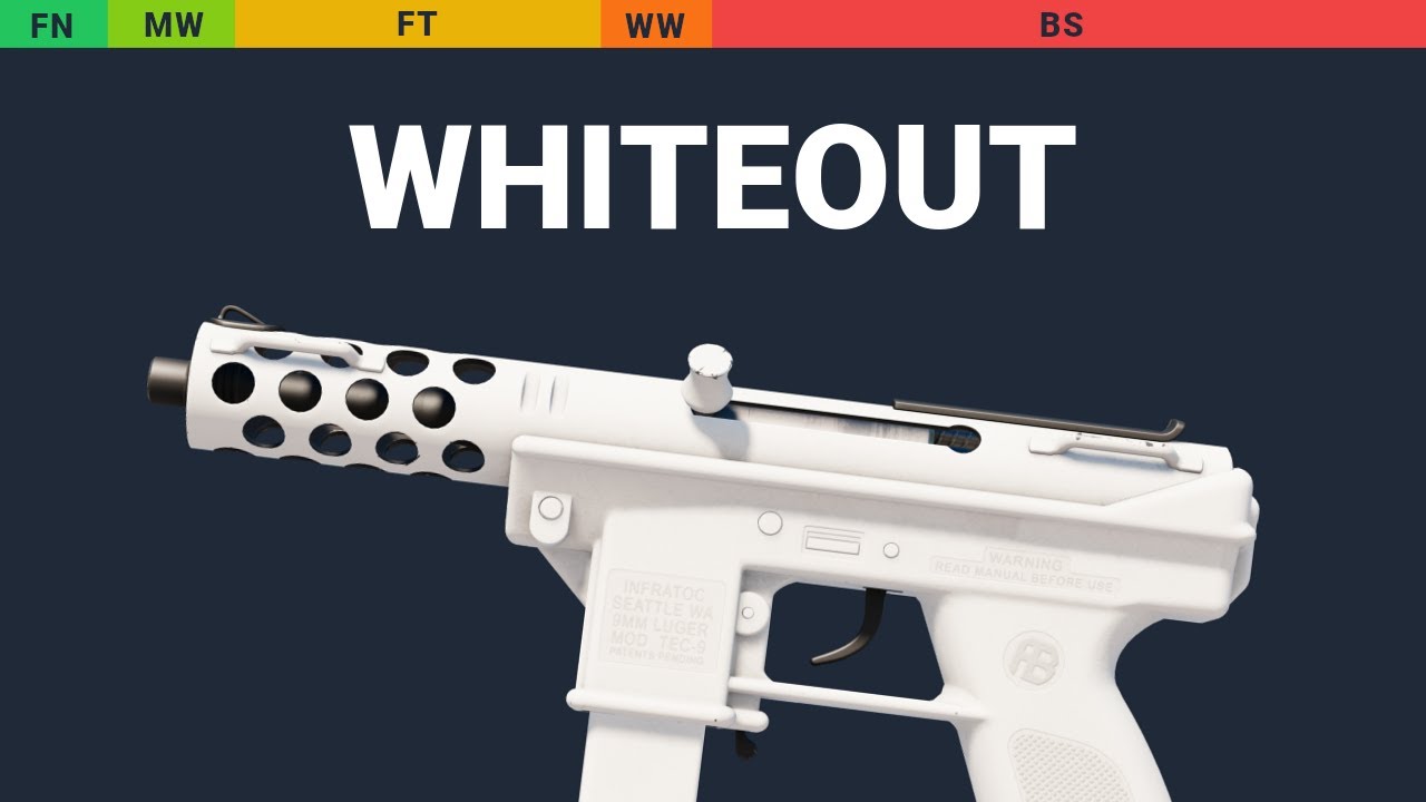Tec-9 Whiteout - Skin Float And Wear Preview - YouTube