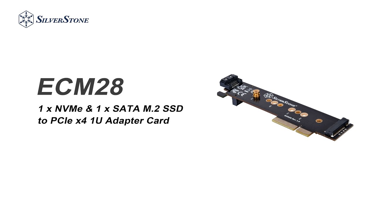 SilverStone ECM28 1 x NVMe & 1 x SATA M.2 SSD to PCIe x4 1U Adapter Card - YouTube