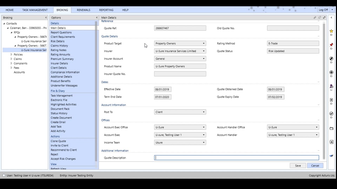 U-Sure Unoccupied Property Quotation Via Acturis E-Trade - YouTube