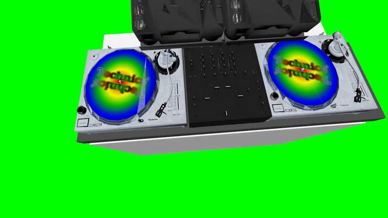 DJ set decks mixer 3D model breaking up green screen animation 64bit ...