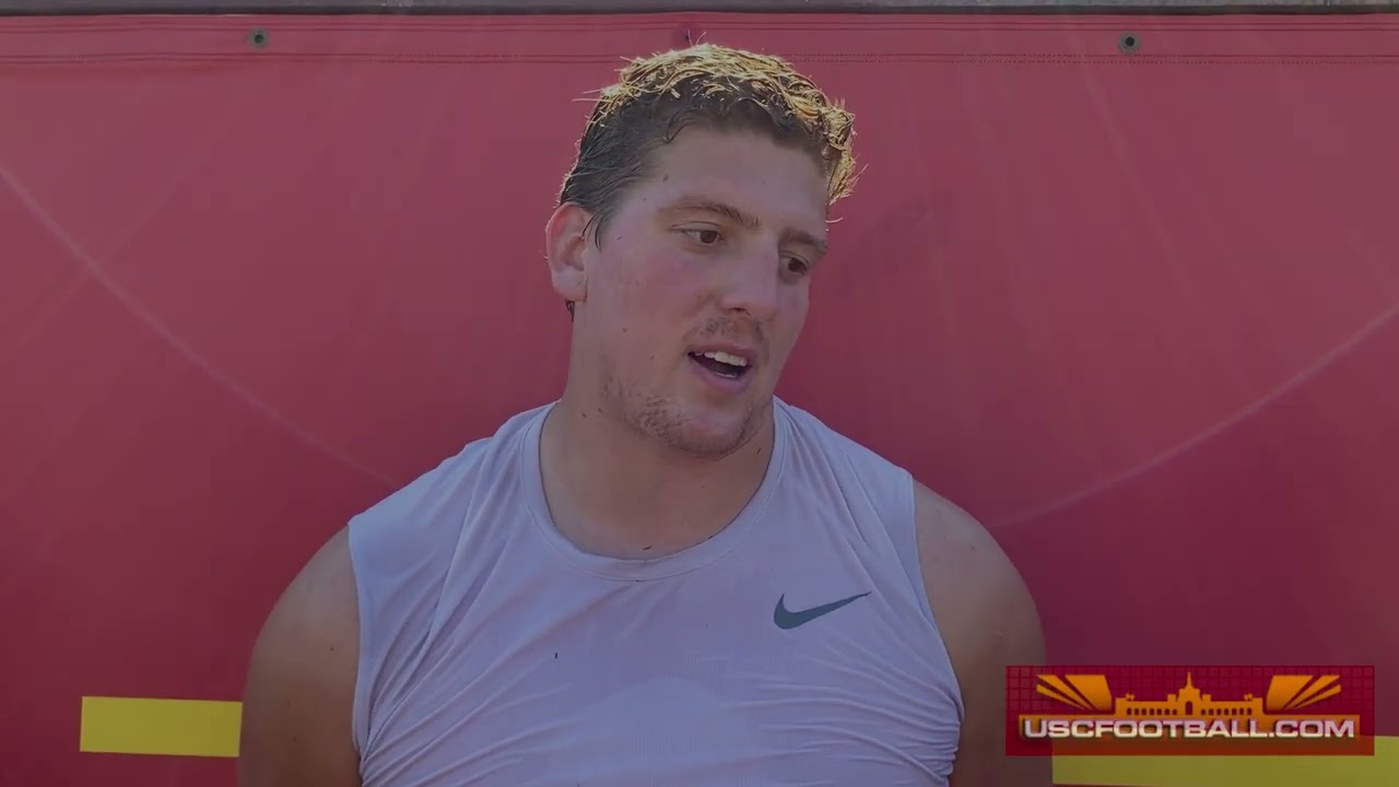 USC OL Bobby Haskins during Rice week - YouTube