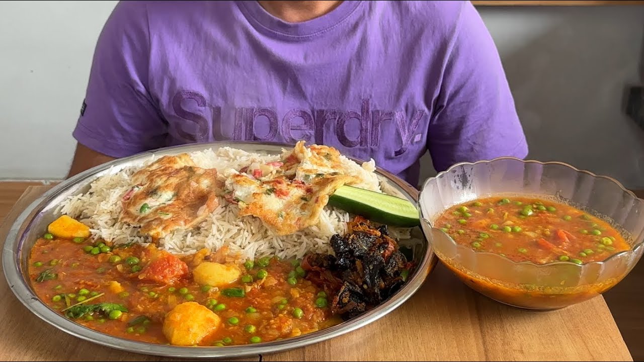 सुकुटी sukuti | aloo matar tarkari | masala omelette | potato and peas ...