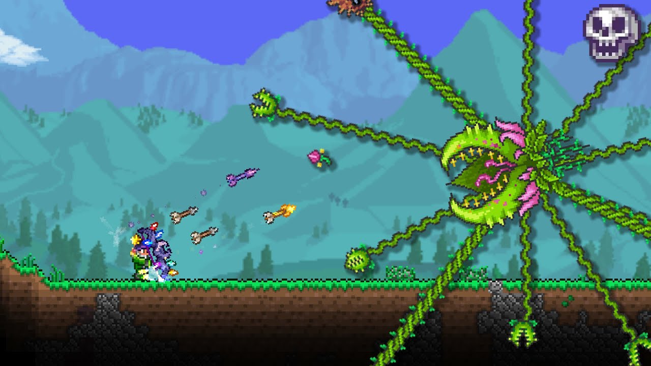 Using Gemspark Arrows against Plantera! Terraria Split Mod Let's Play ...