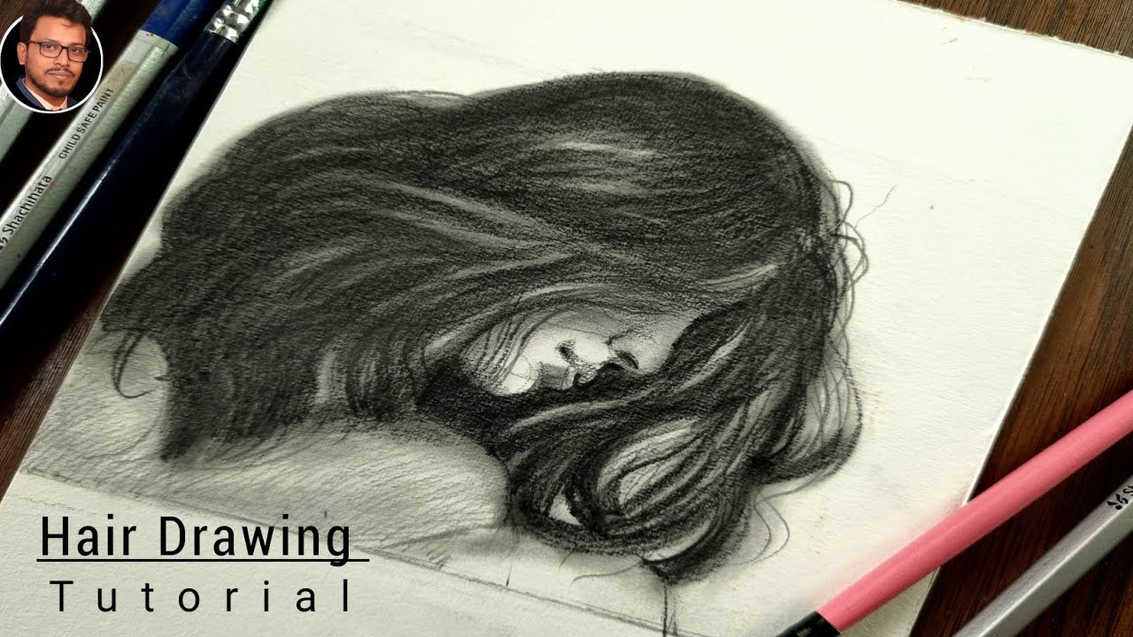 How to draw Hairs/hair and face drawing/shading tutorial/palash swar ...