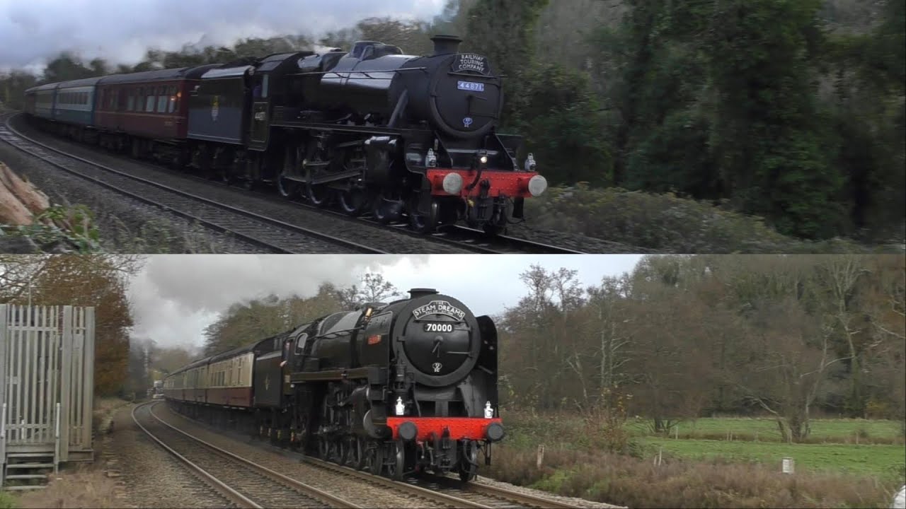 TWO Steam Engines '44871 and 70000 Britannia' visits the Bath Christmas ...