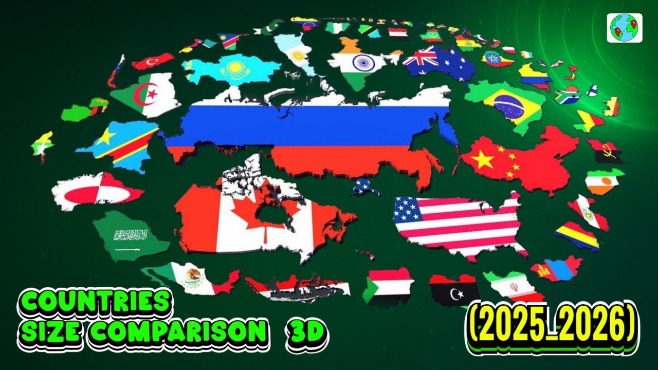 Countries Size & Area Comparison 3D (2025 - 2026) - YouTube