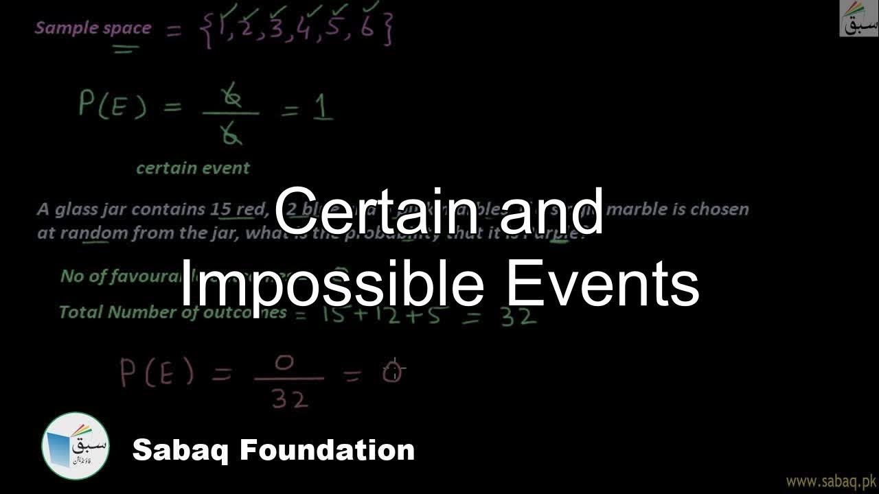 Certain and Impossible Events, Math Lecture | Sabaq.pk | - YouTube