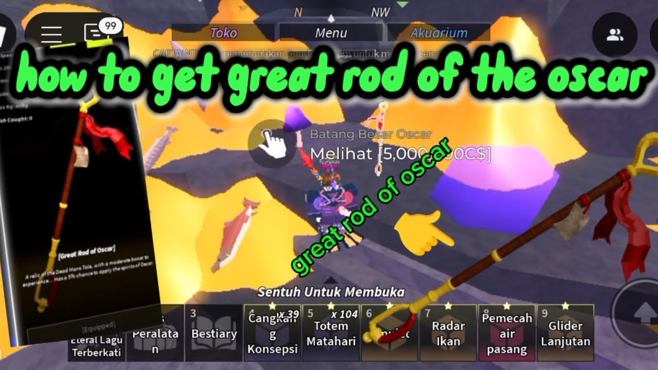 Full gameplay and tutorial to get great rod of the oscar in fisch🎣 ...