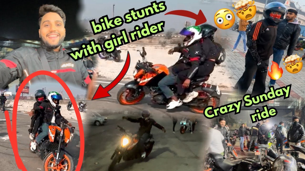 Crazy sunday hyper ride nonstop stunts rolling stoppie and wheelie girl ...