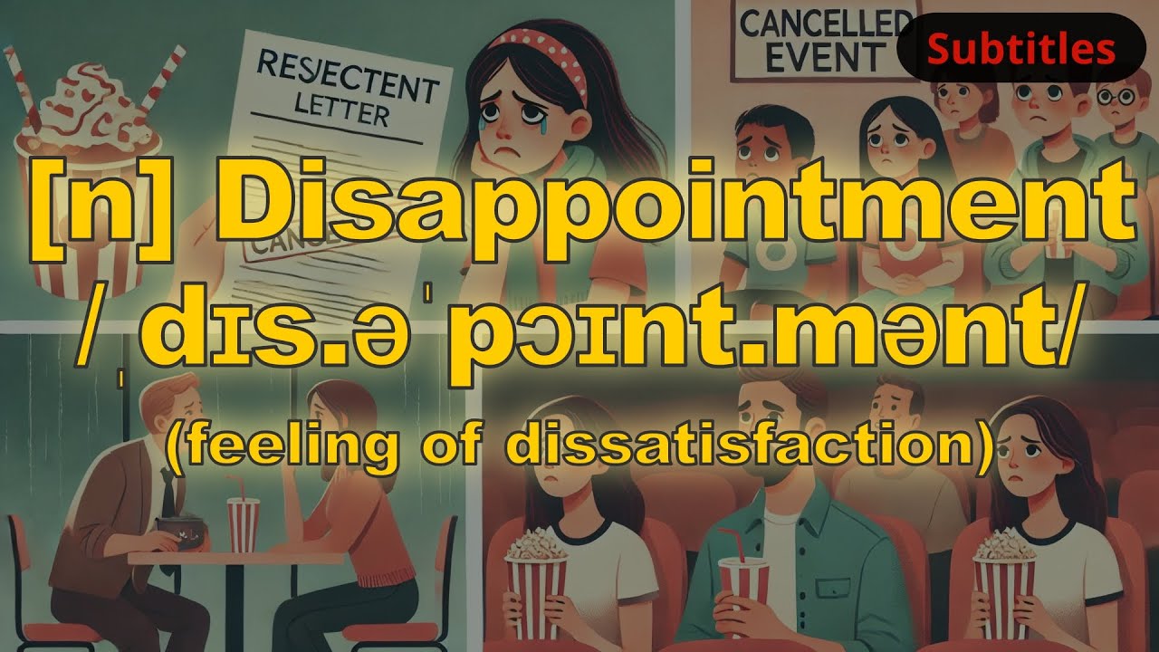 [n] Disappointment meaning (feeling of dissatisfaction) with 5 examples ...
