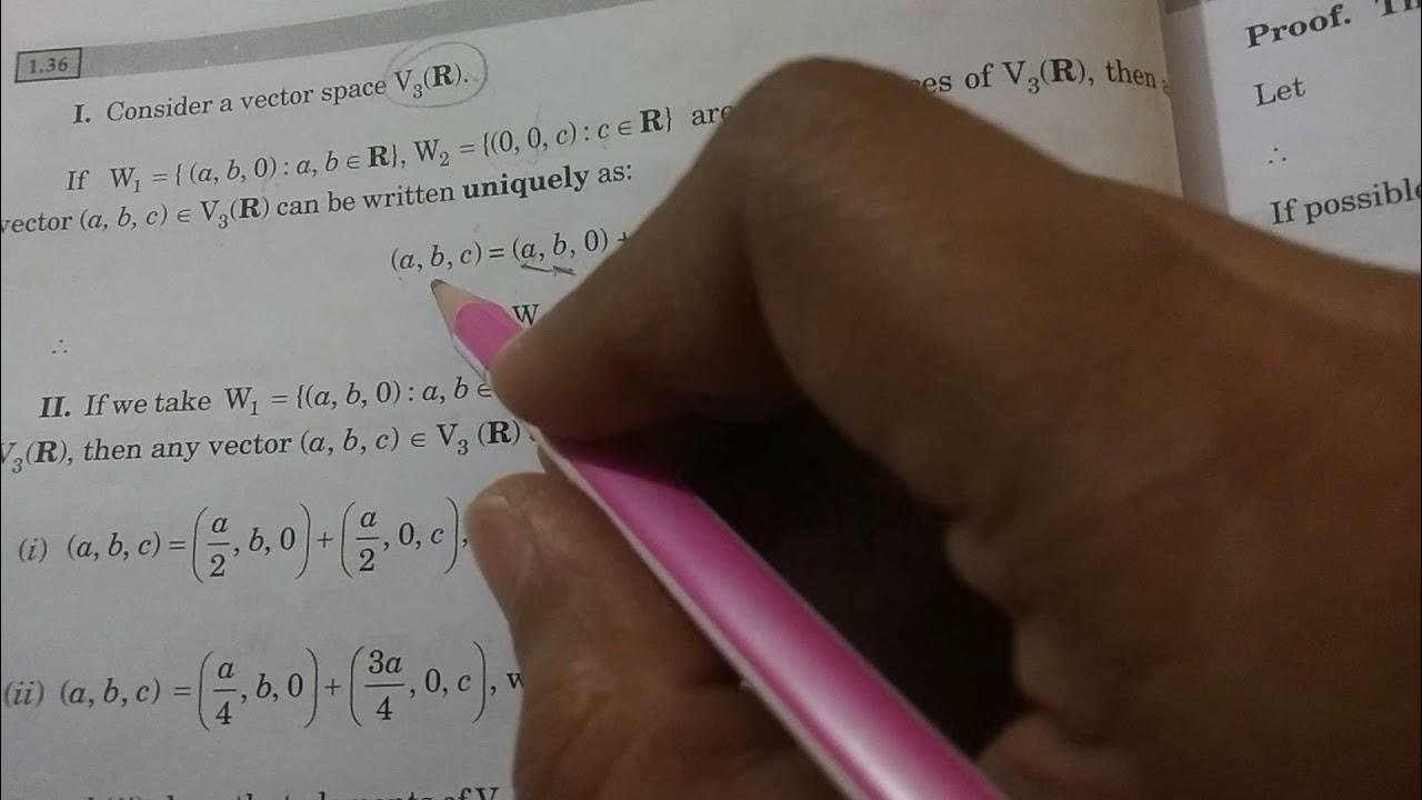 Lecture 17, Vector Spaces and Subspaces, Linear Algebra, B.A./B.Sc. 6th Sem. - YouTube