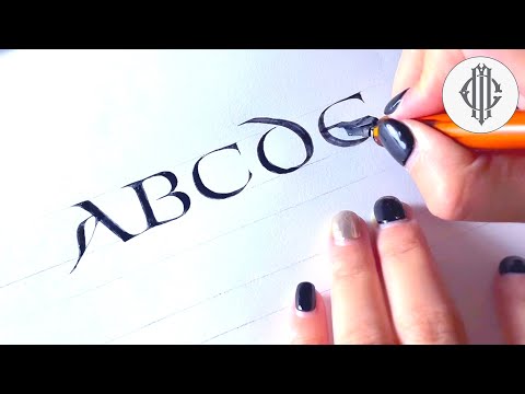 Yapay Uncial Alfabe Kaligrafi A-Z (Geniş Kenarlı Uç)