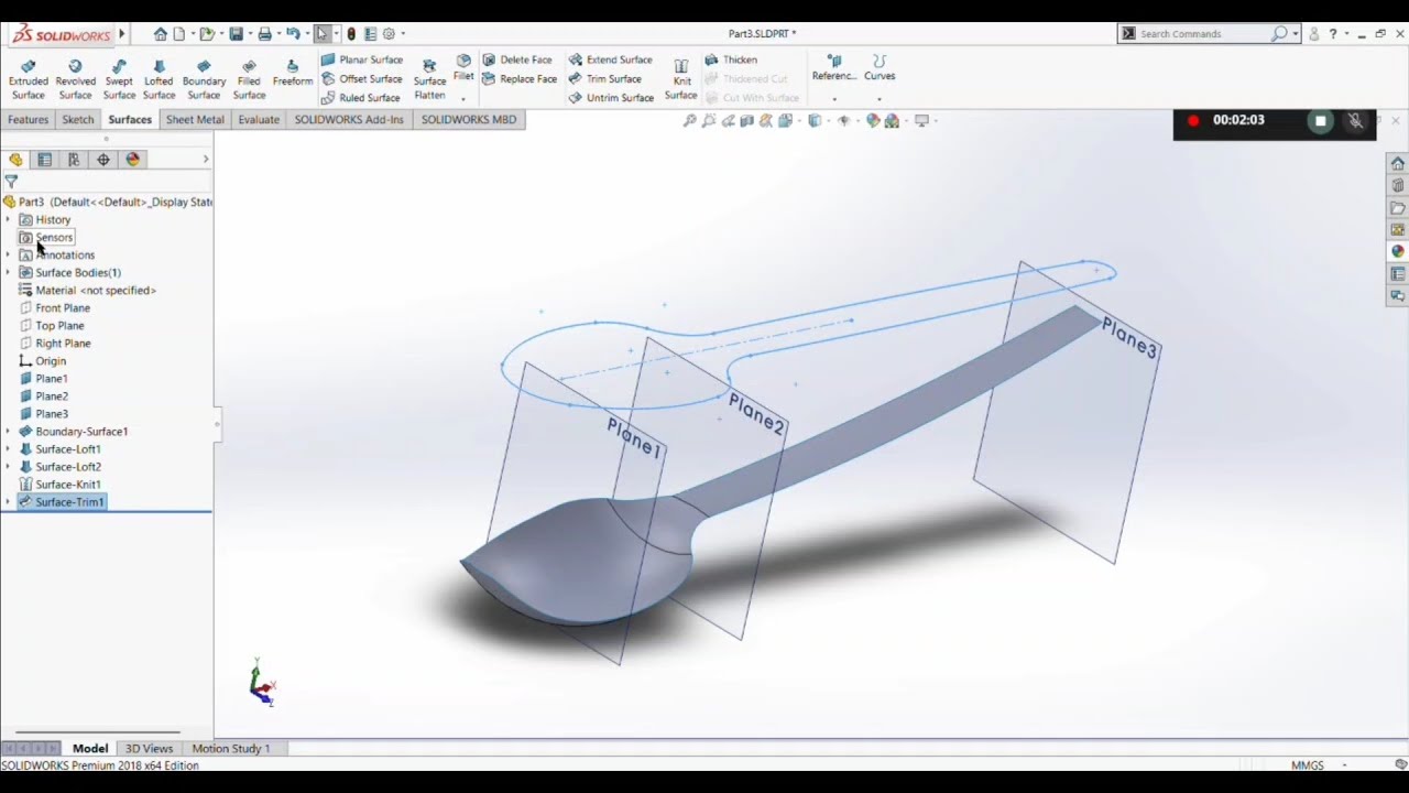 Spoon design in solidworks with surface tool #solidworks #design # ...