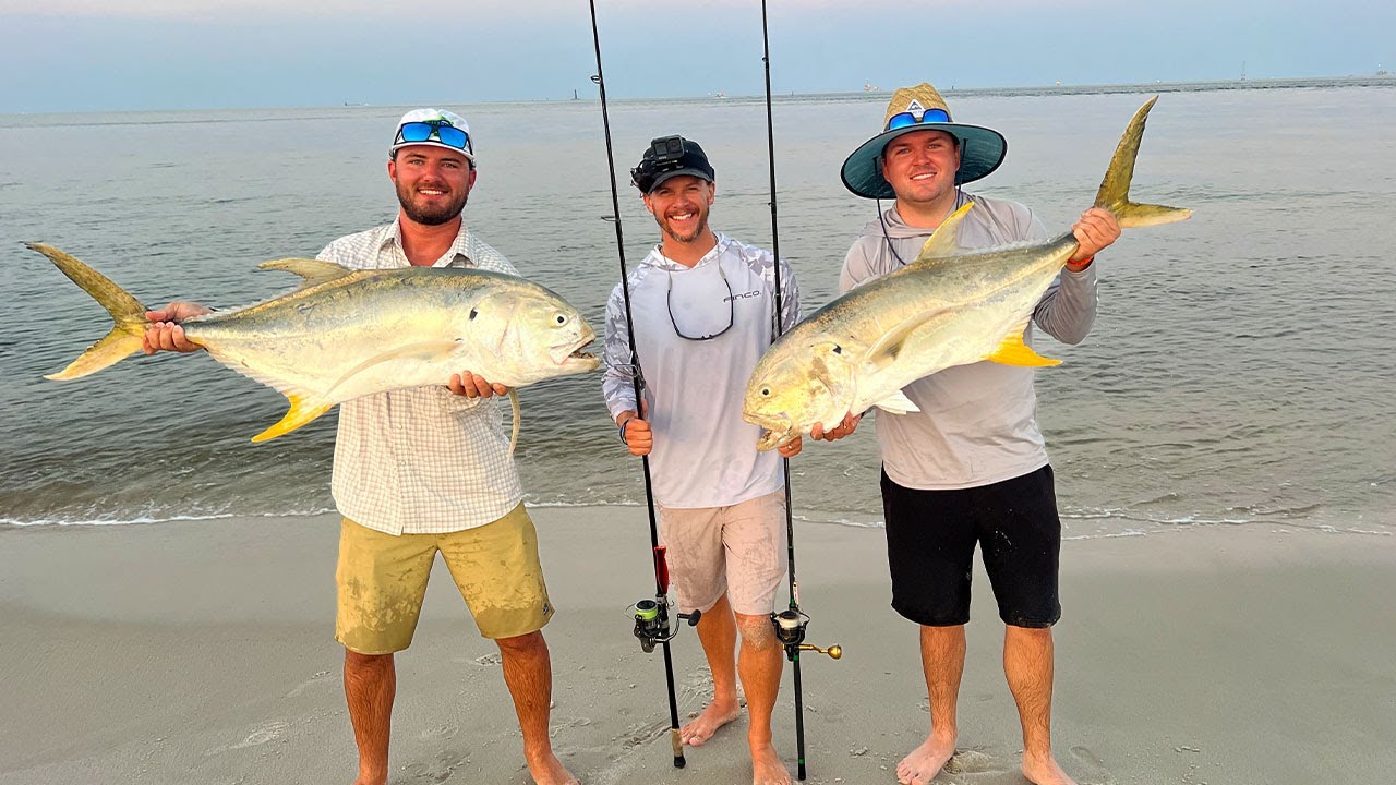 BEACH Fishing For GIANTS {Catch Clean Cook} Fish That Tastes Like BEEF ...