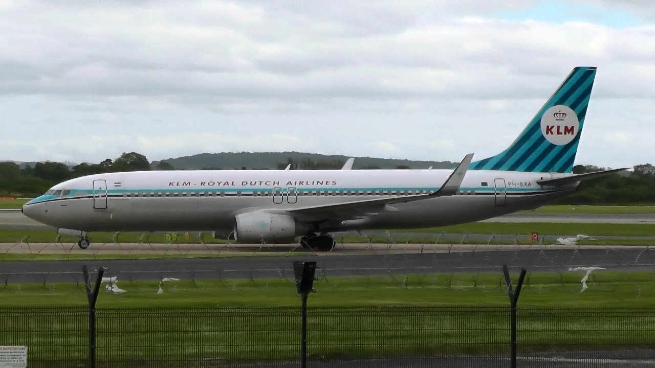 KLM Retro Livery PH-BXA Landing at Manchester Airport - YouTube