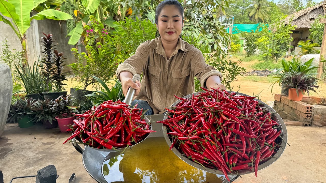 Yummy red chili cooking quail bird - Chili cook with country style ...