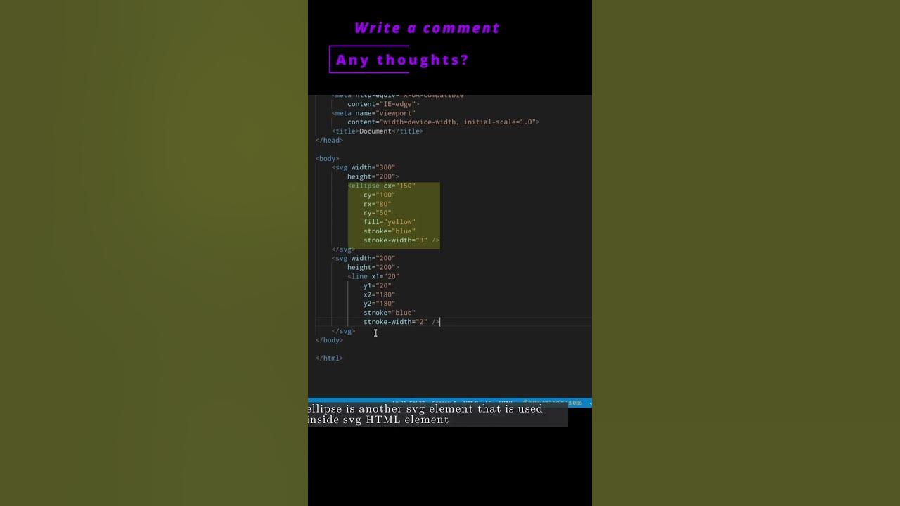 Html 26a 💻 Ellipse And Line 💻 Html Html5 Html5tutorial Html5course Youtube 8377