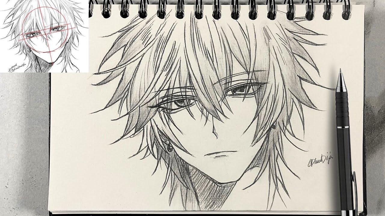 How to Draw Anime Boy with Messy Hair | Easy Anime Drawing Tutorial ...