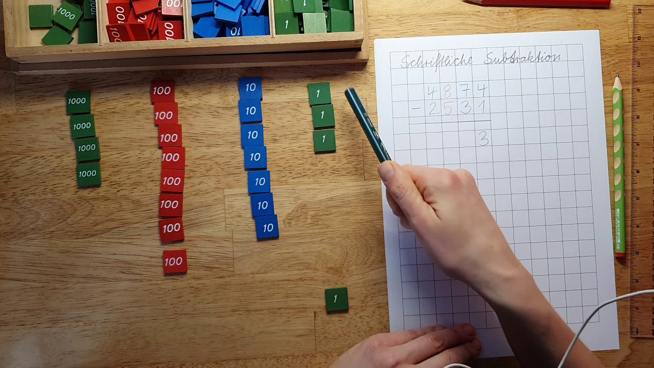 Schriftliche Subtraktion (Minus) - Teil I - YouTube