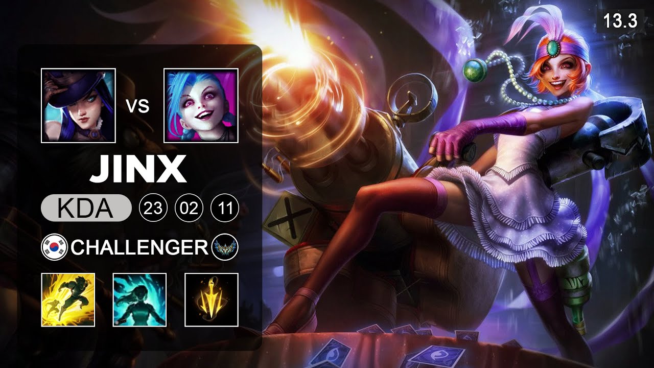 Jinx vs Caitlyn ADC - KR Challenger - Patch 13.3 Season 13 - YouTube