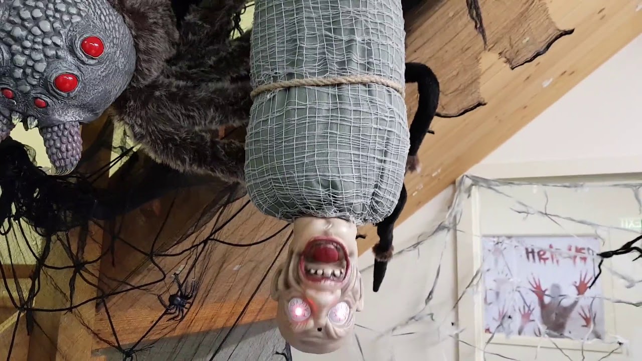 Hanging Upside Down Zombie Grey Halloween Prop - YouTube