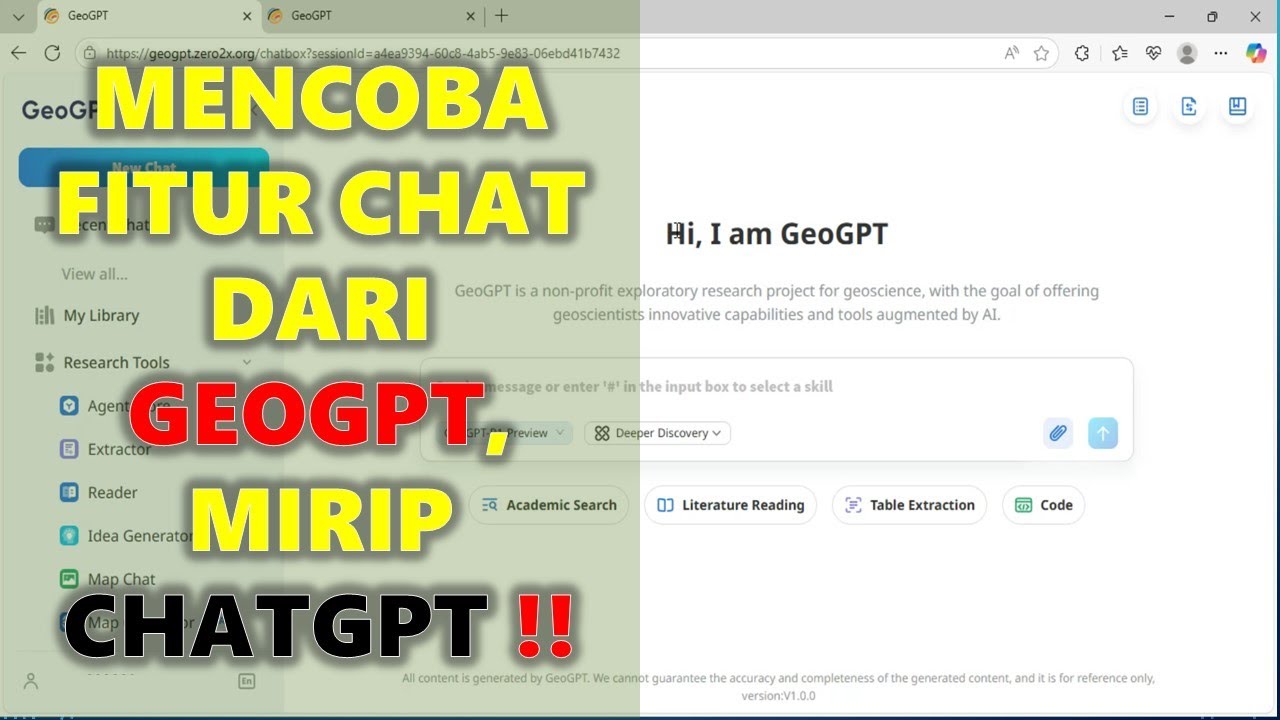 Mencoba fitur chat dari GeoGPT AI yang mirip ChatGPT - YouTube