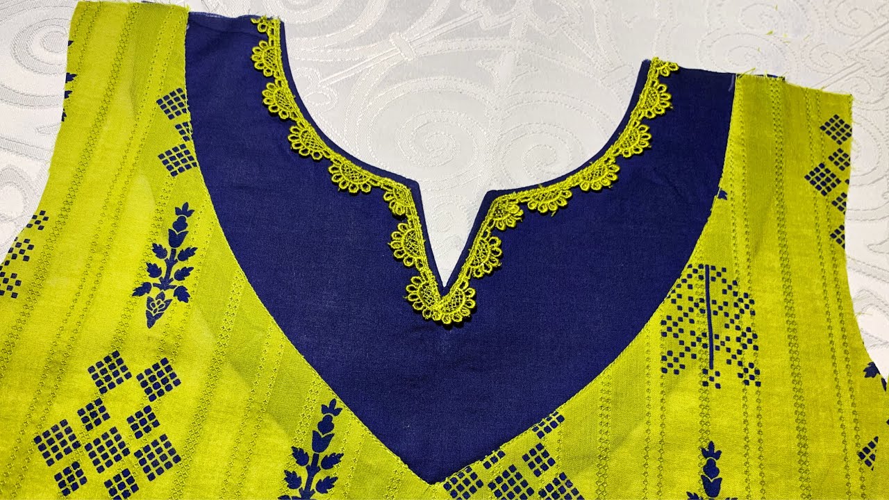 Trendy New neck design cutting and stitching | lace neck design - YouTube