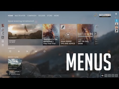 Battlefield 1 - Menu System - YouTube