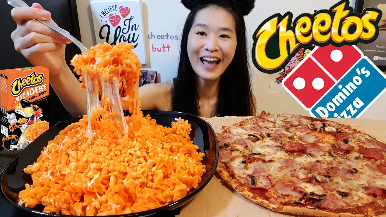 Super Cheesy Cheetos Mac N Cheese & Domino's Pepperoni Pizza! Cooking ...