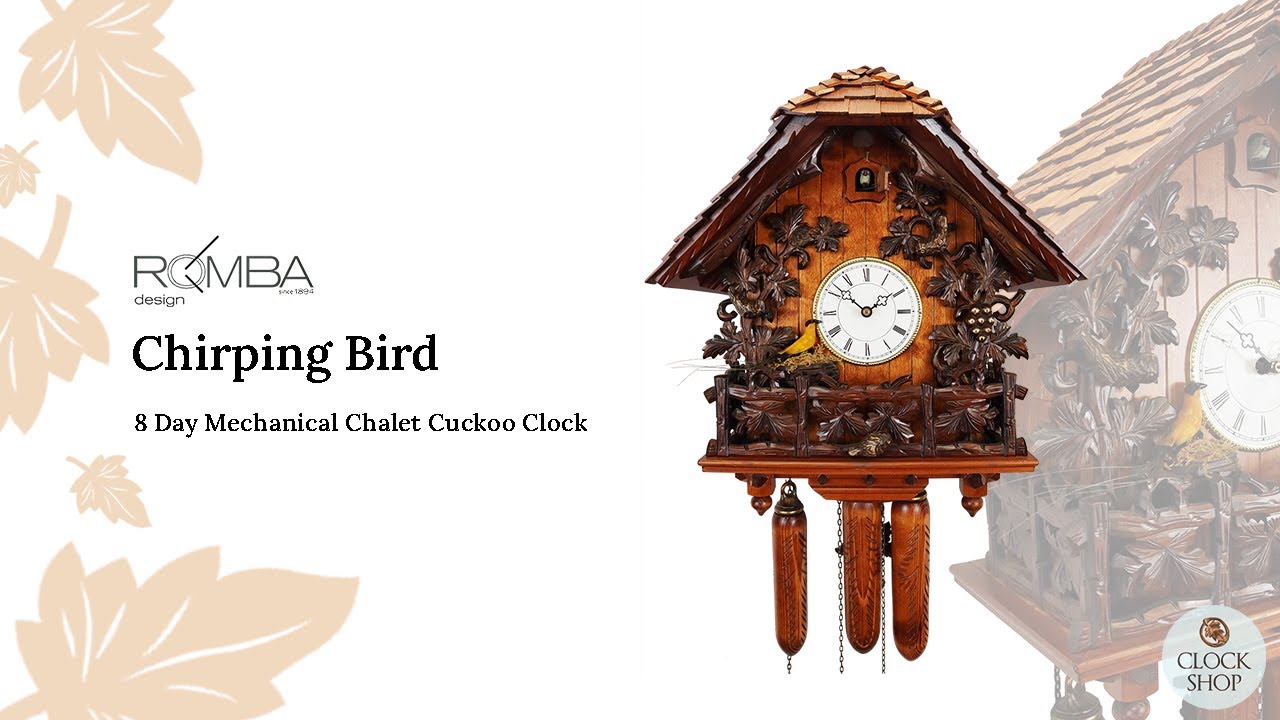 Chirping Bird 8 Day Mechanical Chalet Cuckoo Clock By ROMBA - YouTube