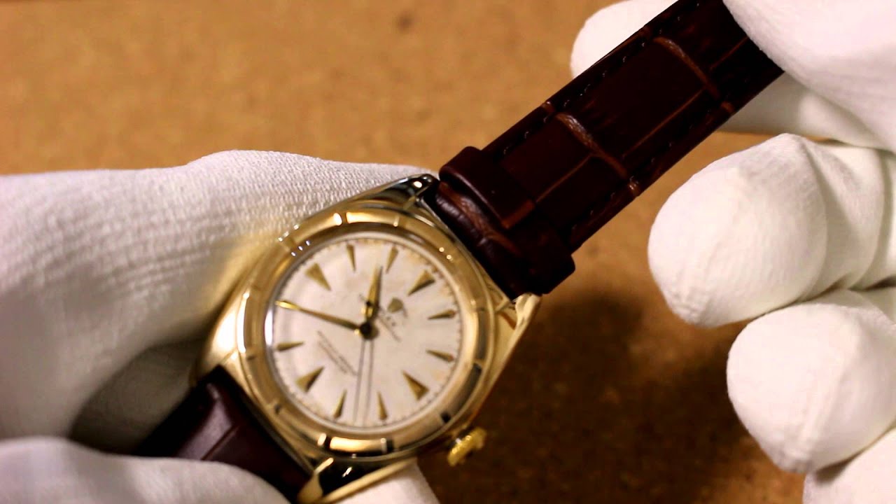 ROLEX BUBBLEBACK 5005 ENGINE TURNED SOLID 14K GOLD - YouTube