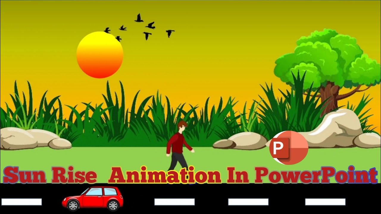 Sun Rise Animation In PowerPoint In Hindi😱|| उगते हुए सूरज का animation ...