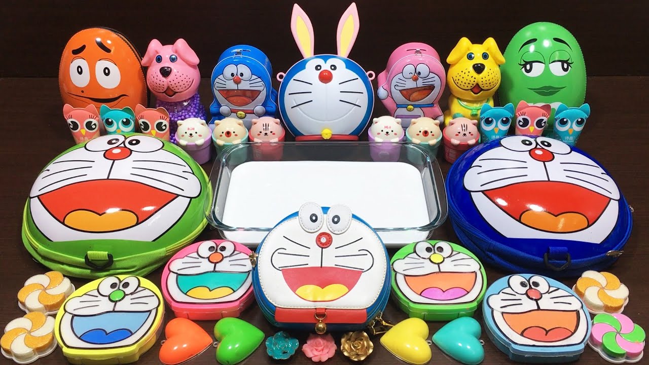 Doraemon Slime | Mixing Beads and Floam into Glossy Slime | Satisfying ...