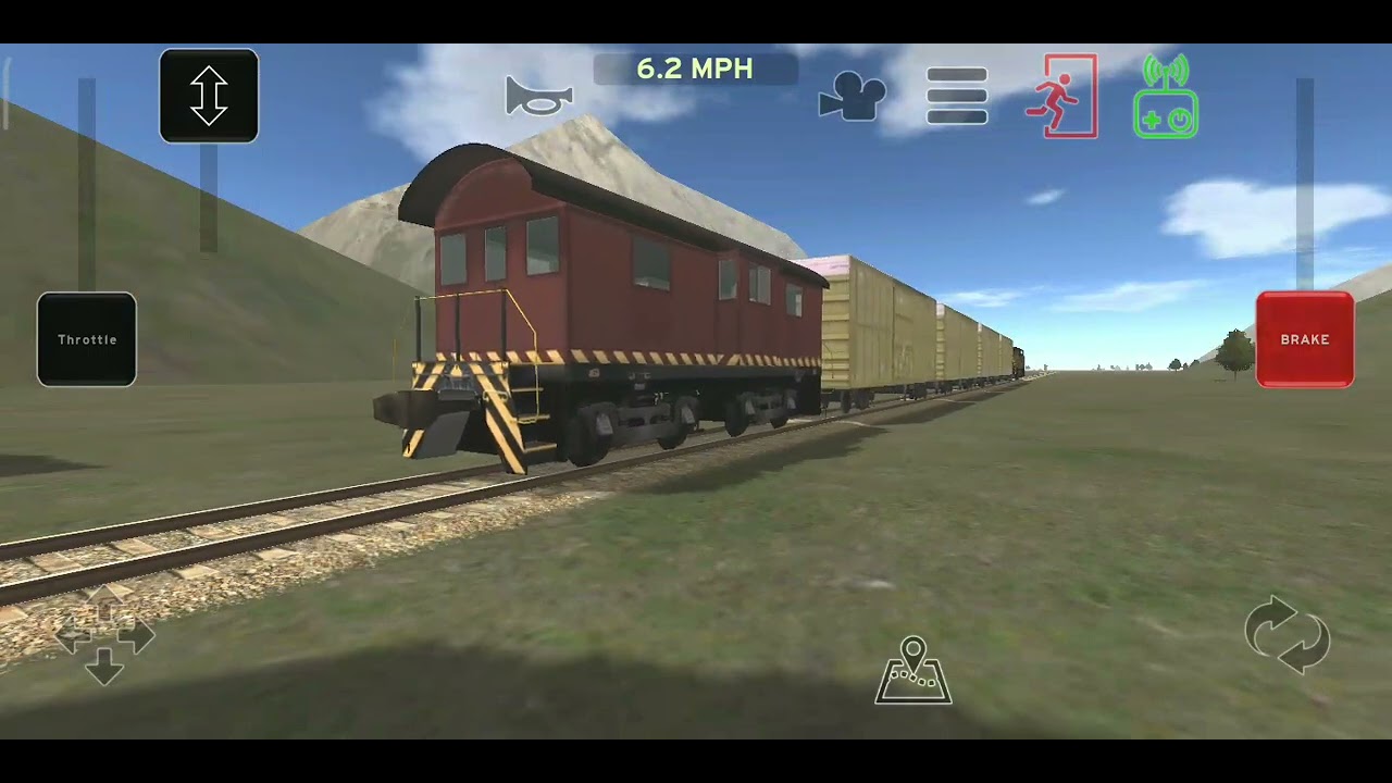 Train and Rail Yard simulator-A loco GE with a Boxcars freight train ...