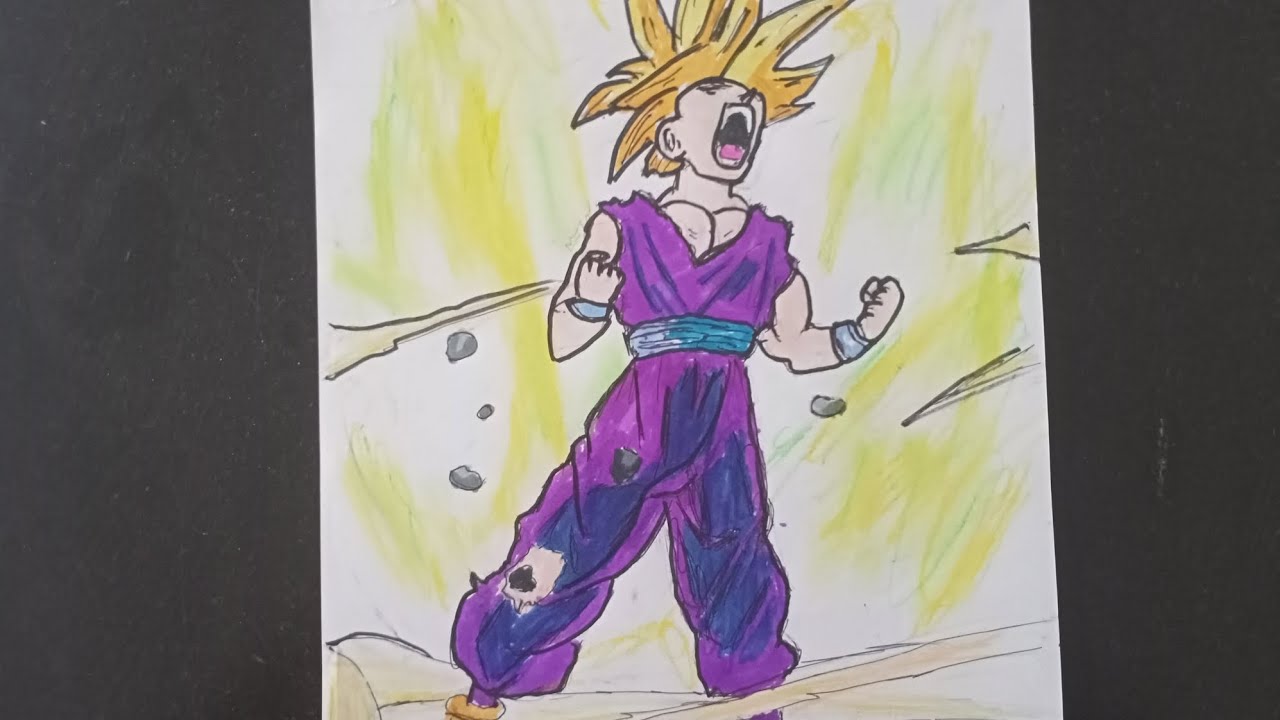 DRAWING 'GOHAN' SSJ2🔥| tutorial | how to draw gohan - YouTube