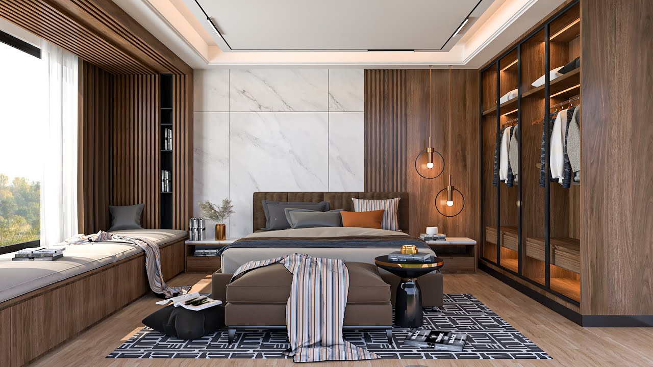 Vray sketchup | Bedroom interior design 5.6x5meter - YouTube