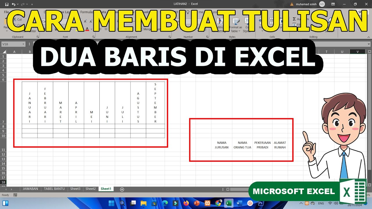 Cara membuat tulisan ke bawah di excel - YouTube