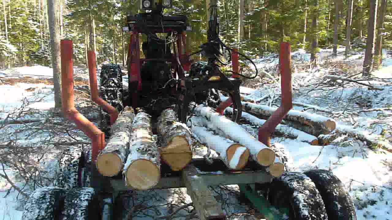 Lifting firewood logs with MF-65 - YouTube