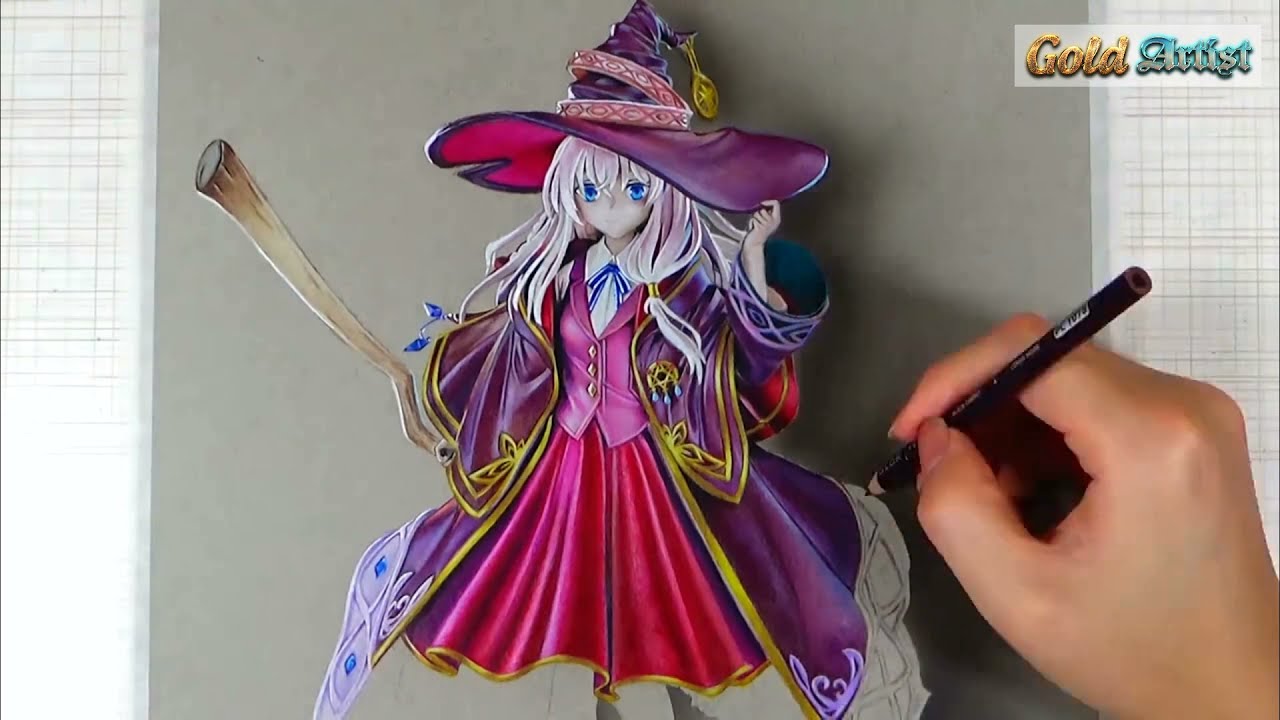 Drawing Elaina 3D | Journey of Elaina | Gold Artist - YouTube