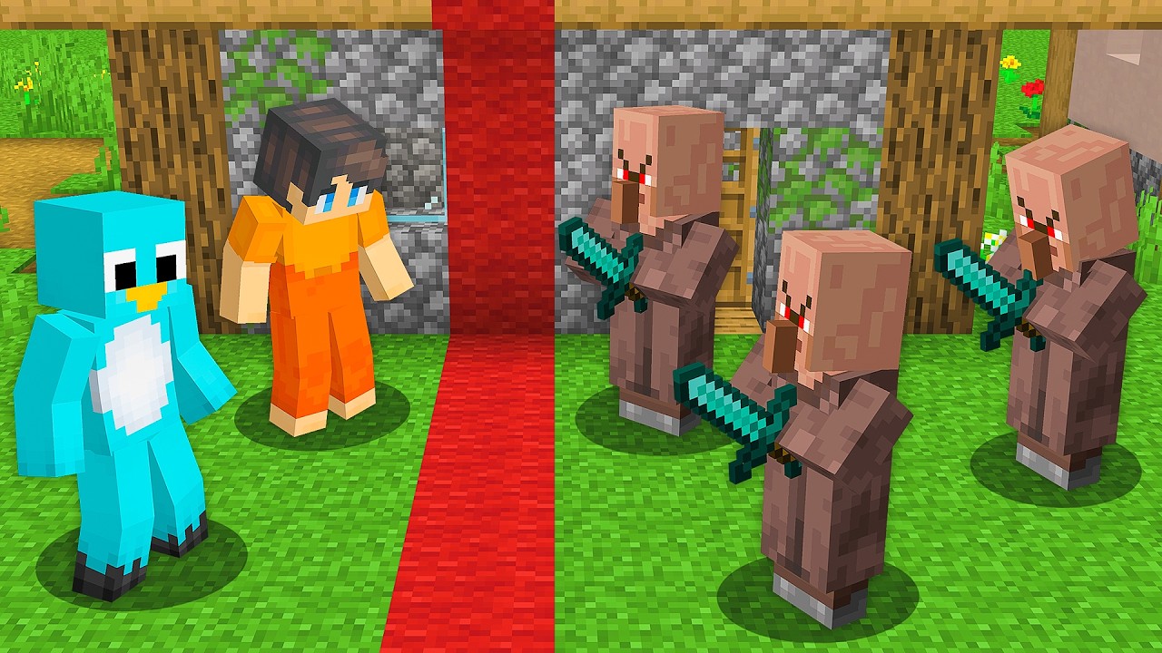 Minecraft Villagers SPLIT Our Village in HALF - YouTube