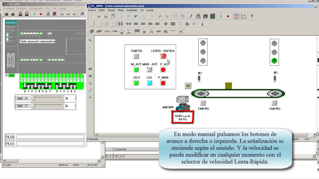 PC Simu. Ejercicio #1. Cinta manual automática. - YouTube