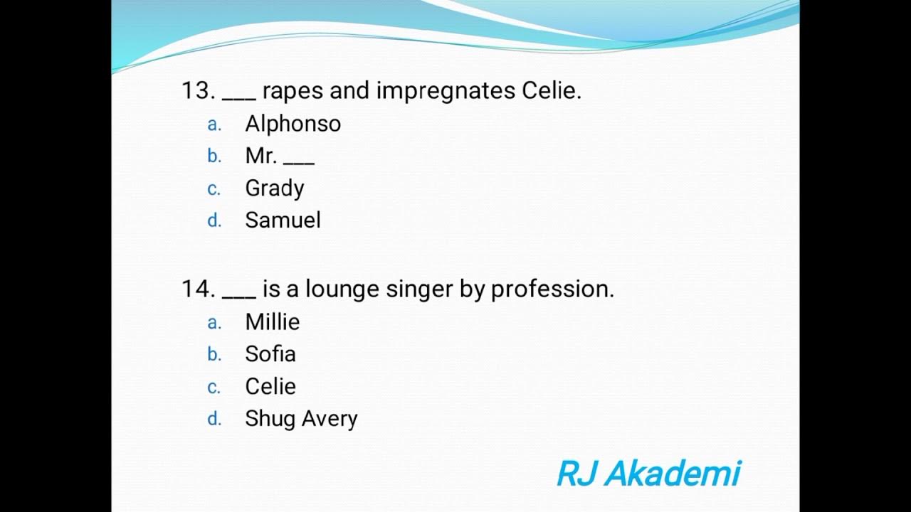 RJ Akademi - The Color Purple - MCQ Test 1 (For TRB & NET / SET) - YouTube