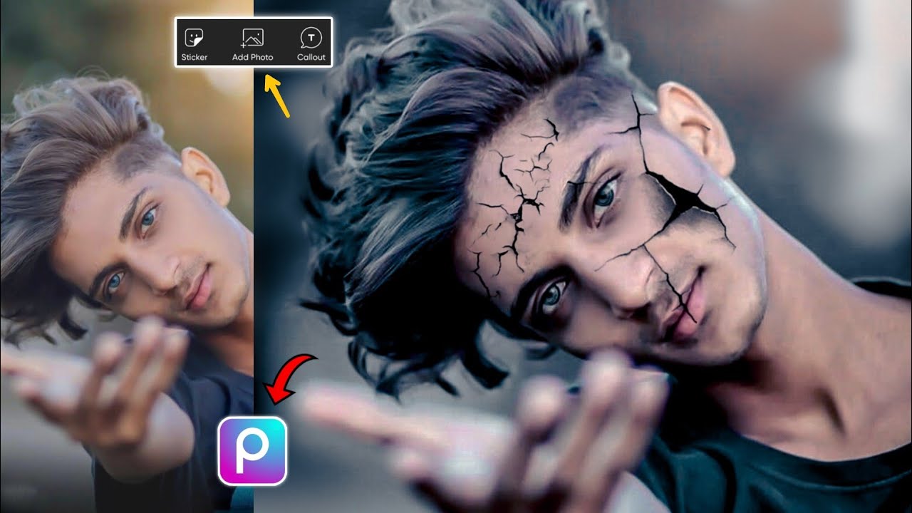 PicsArt New Face Crack Photo Editing || villain Look Trending Photo ...